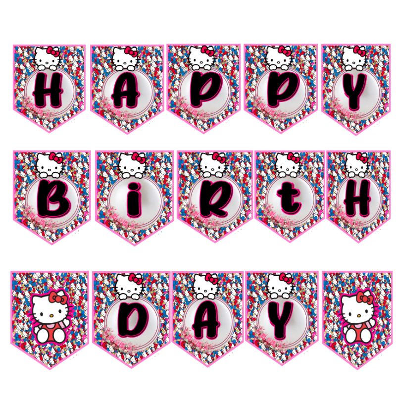 Hello Kitty Printable Birthday Banner PDF JPEG, Hello Kitty