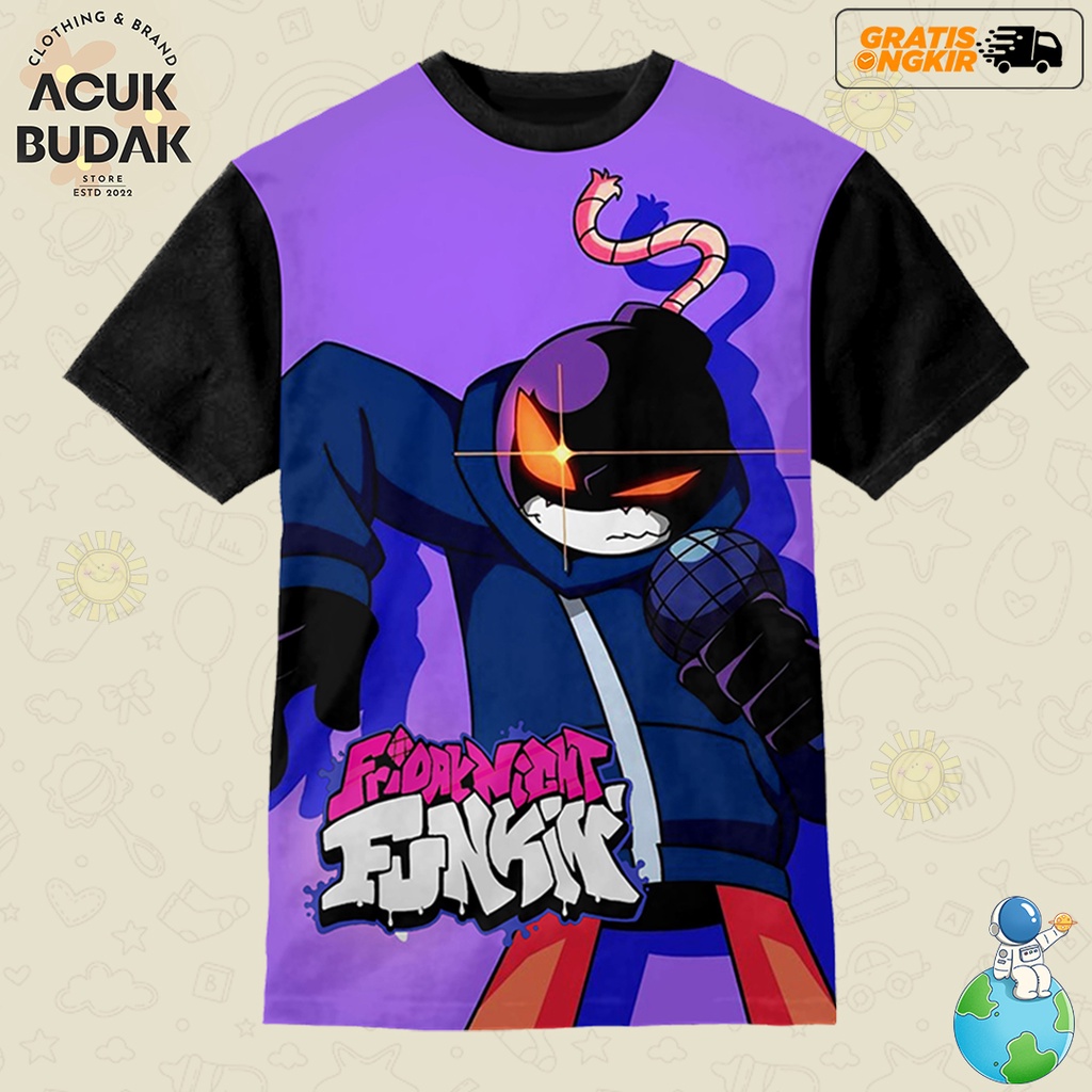 Children's 3D WHITTY FNF FUNKIN ART 8 FUNKIN 3D CHILDREN'S T-SHIRTS ...