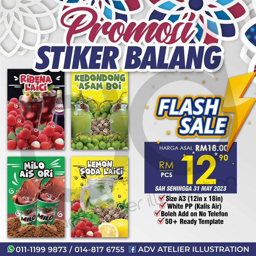 PART 5 STICKER AIR BALANG SAIZ A3/WATERPROFF/BOLEH EDIT INFO | Shopee ...