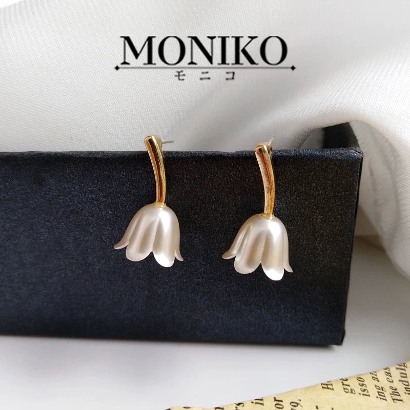 MONIKO Original Design 18k Gold Tulip Ear Drop Earrings Couture Jewelry ...