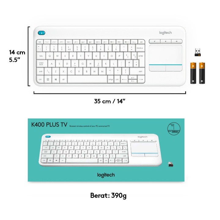 Logitech Keyboard K400 PLUS Wireless Touch OriginaL (White) | Shopee ...