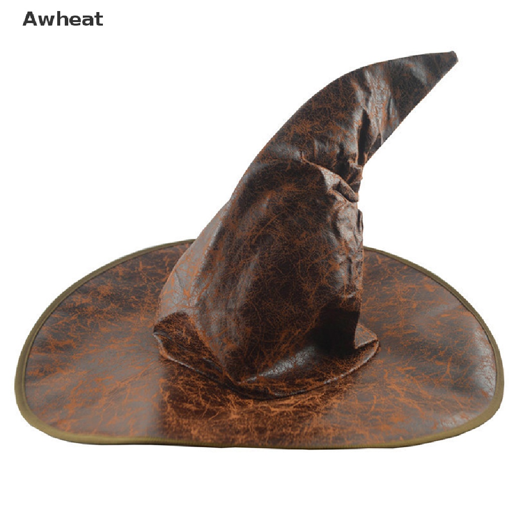 Awheat Leather Witch Wizard Hats Party Headgear Halloween Party Props Cosplay Costume new ...