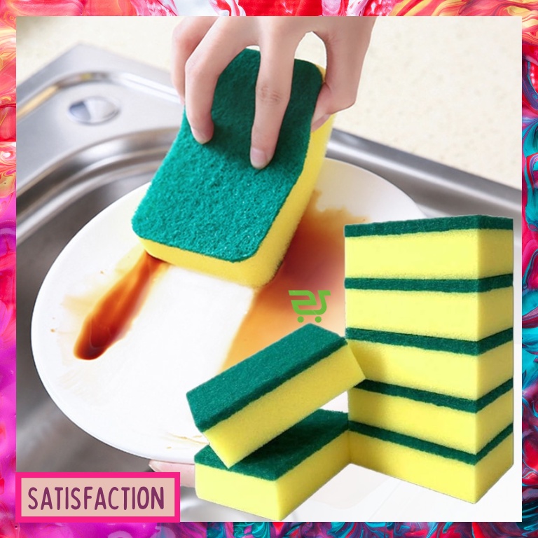 STSF 1/5pcs Sponge Dishwashing Multipurpose Cleaning Scrub Kitchen Dish ...
