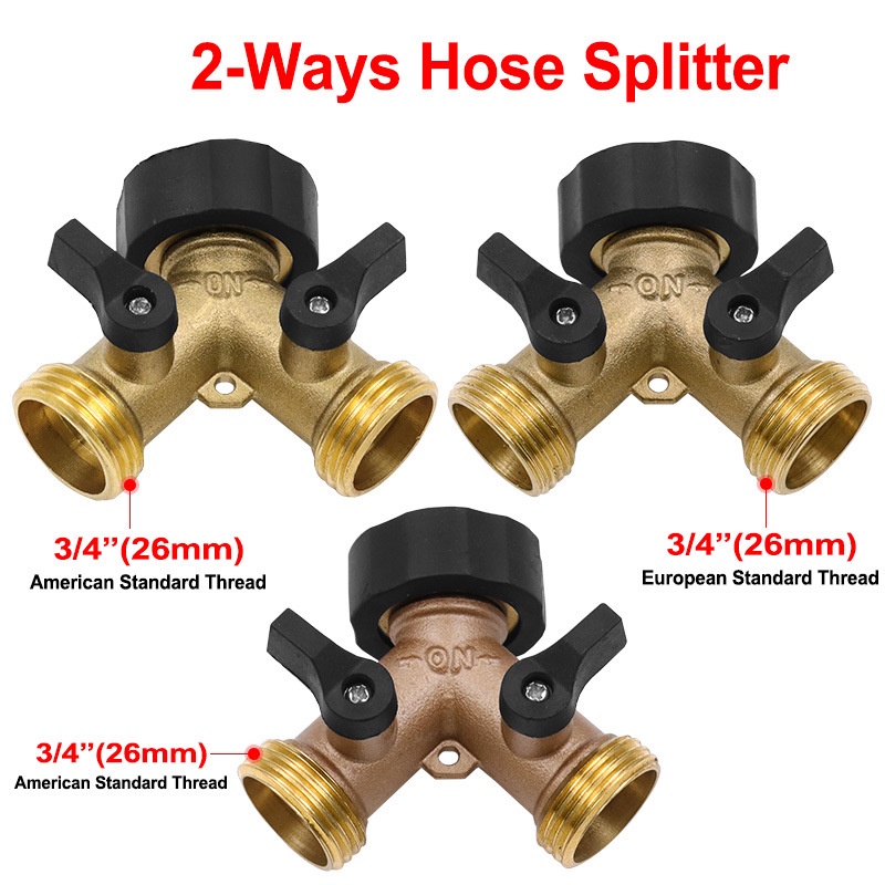 1PC 3/4" 2-Way Brass Plastic Garden Hose Splitter Y-Type Watering ...