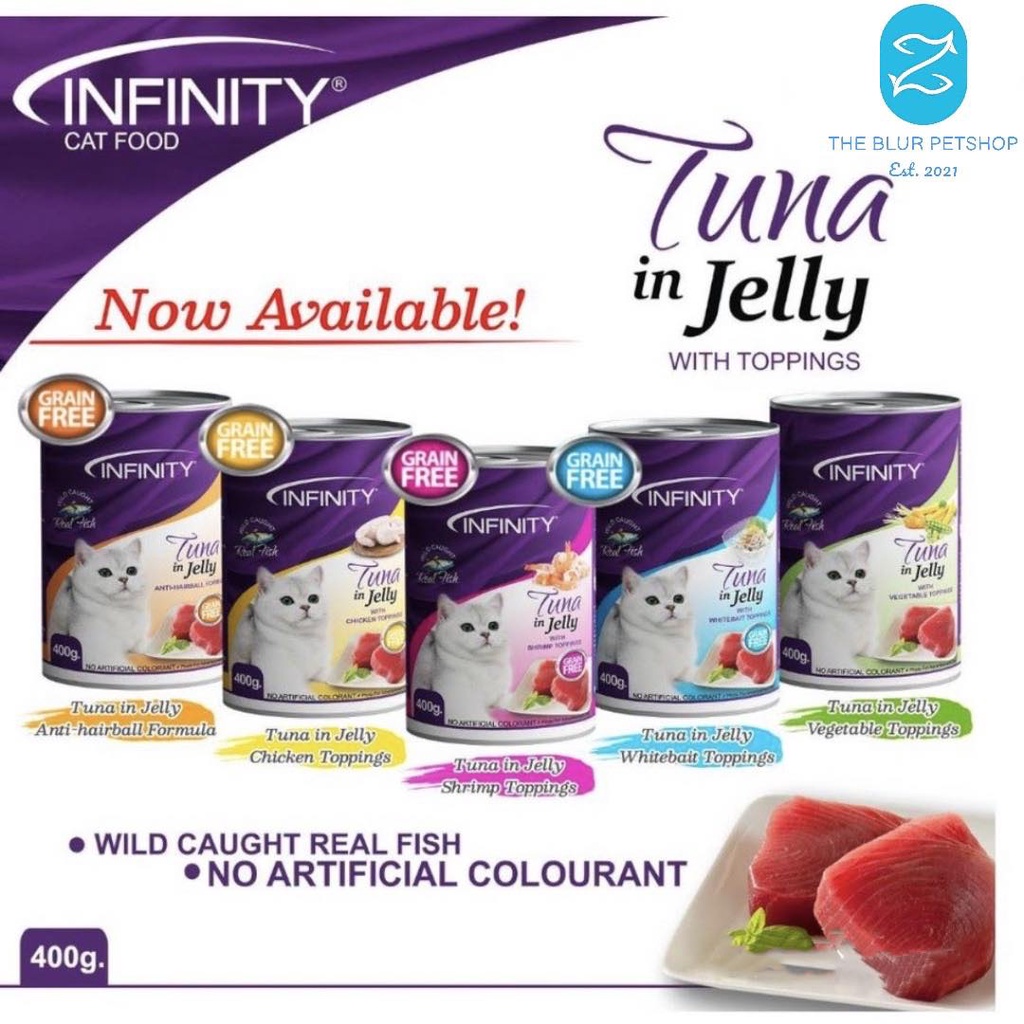 Infinity Tuna in Jelly 400g All Stages Adult Kitten Cat Food Can Wet ...