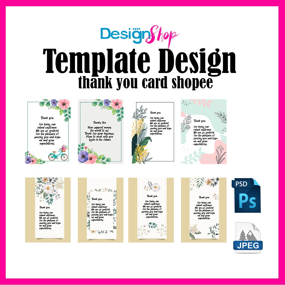DESIGN ONLY, 24 PCS EASY TEMPLATE THANK YOU CARD SHOPEE | Shopee ...