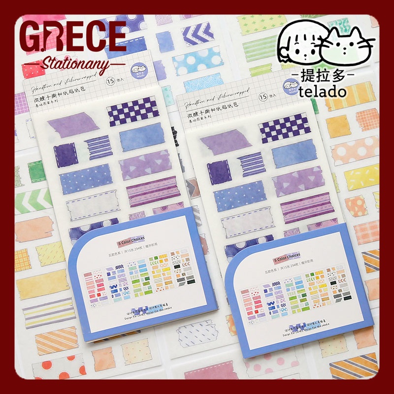 Telado sticker pack ins cute basic grid hand account color and paper ...