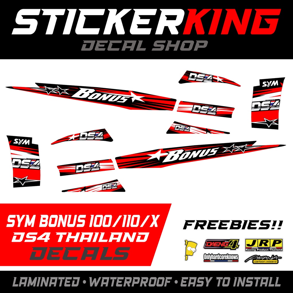 SYM BONUS 100/110/X DS4 STICKER DECALS (RED) | Shopee Philippines