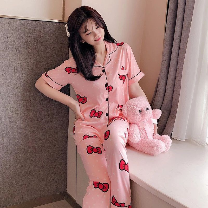 Ribbon HK&Heart Sleepwear Shortsleeve Pajama Set PolyCotton M-XXL ...