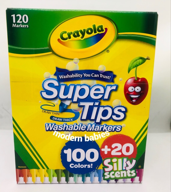 Crayola Super Tips Supertips Washable Markers, 100 Count plus Silly ...