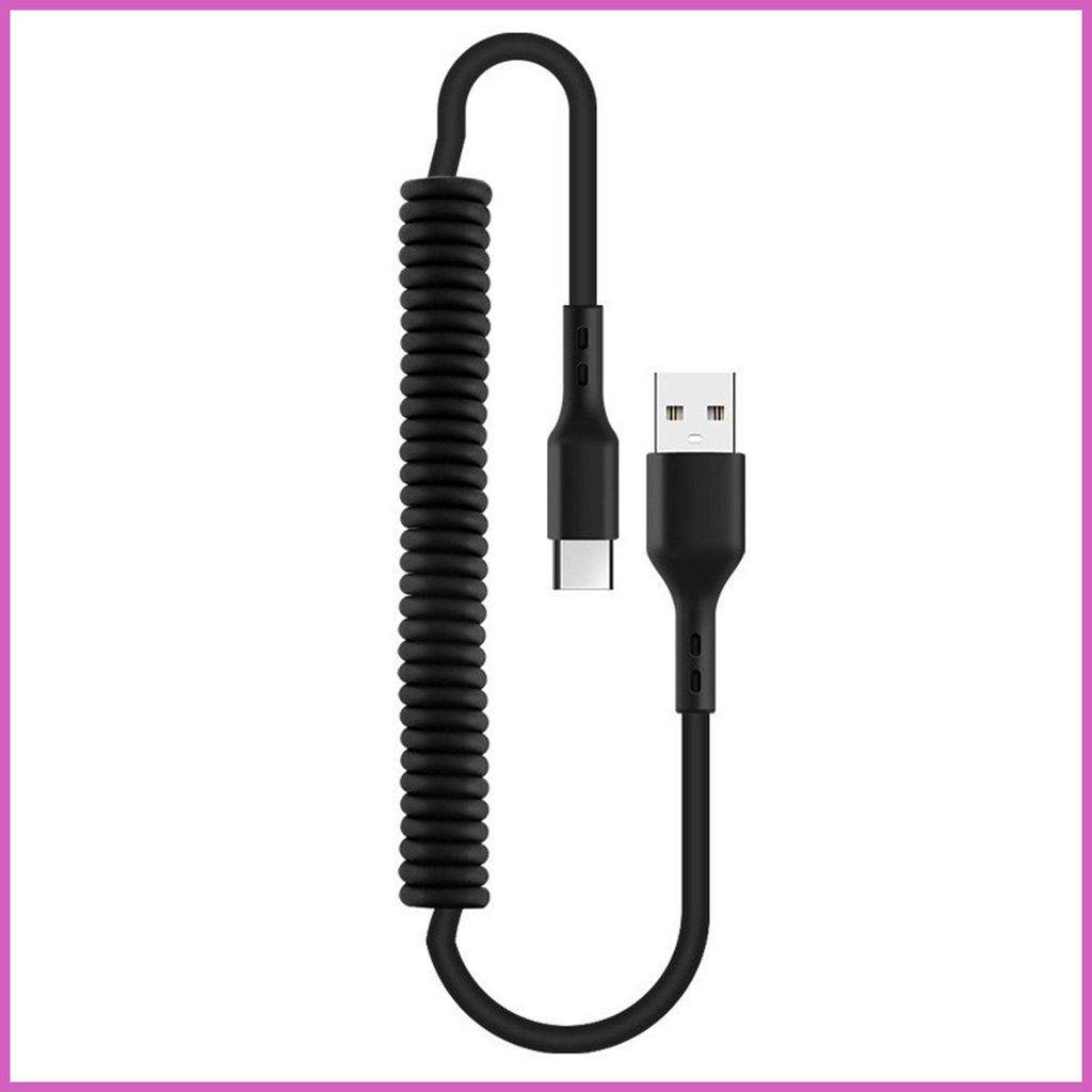 USB Coiled Cable TPU Coil Phone Charger Cable Coil Charging USB Type C ...