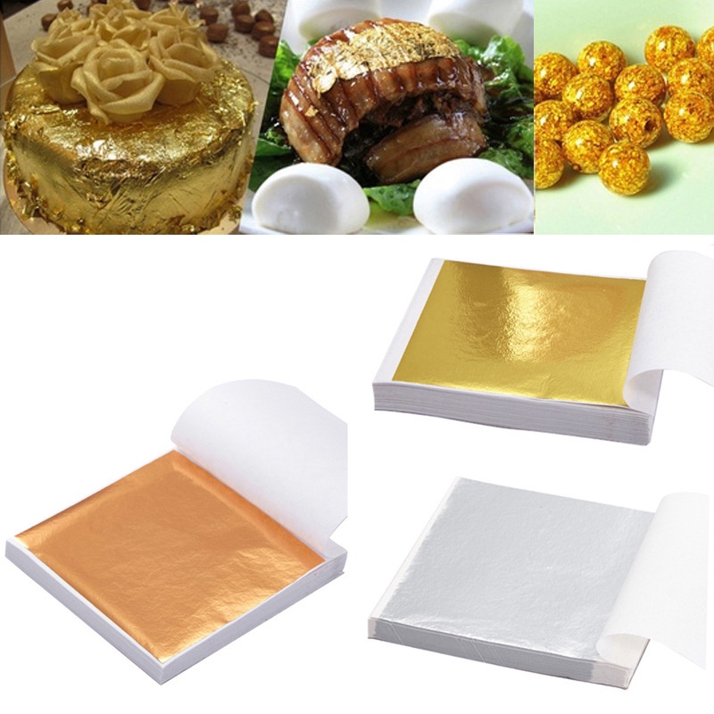 100Pcs/Bag Gold Foil Edible Gold Leaf Sheets For DIY Cake Decoration ...
