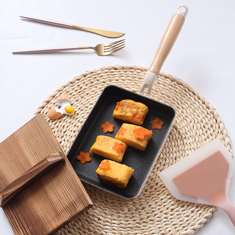 Beige Premium Non Stick Japanese-style tamagoyaki pan Kawali flat ...