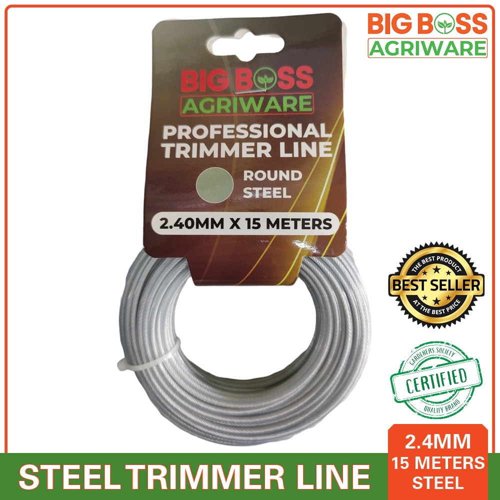 BBA Braided Steel Trimmer Line 2.4mm x 15m (Tansi) for Grass Cutter ...