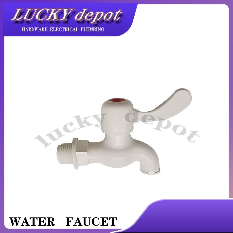 PVC Plastic Level Type Handle Faucet Plain Bibb ( White ) | Shopee ...