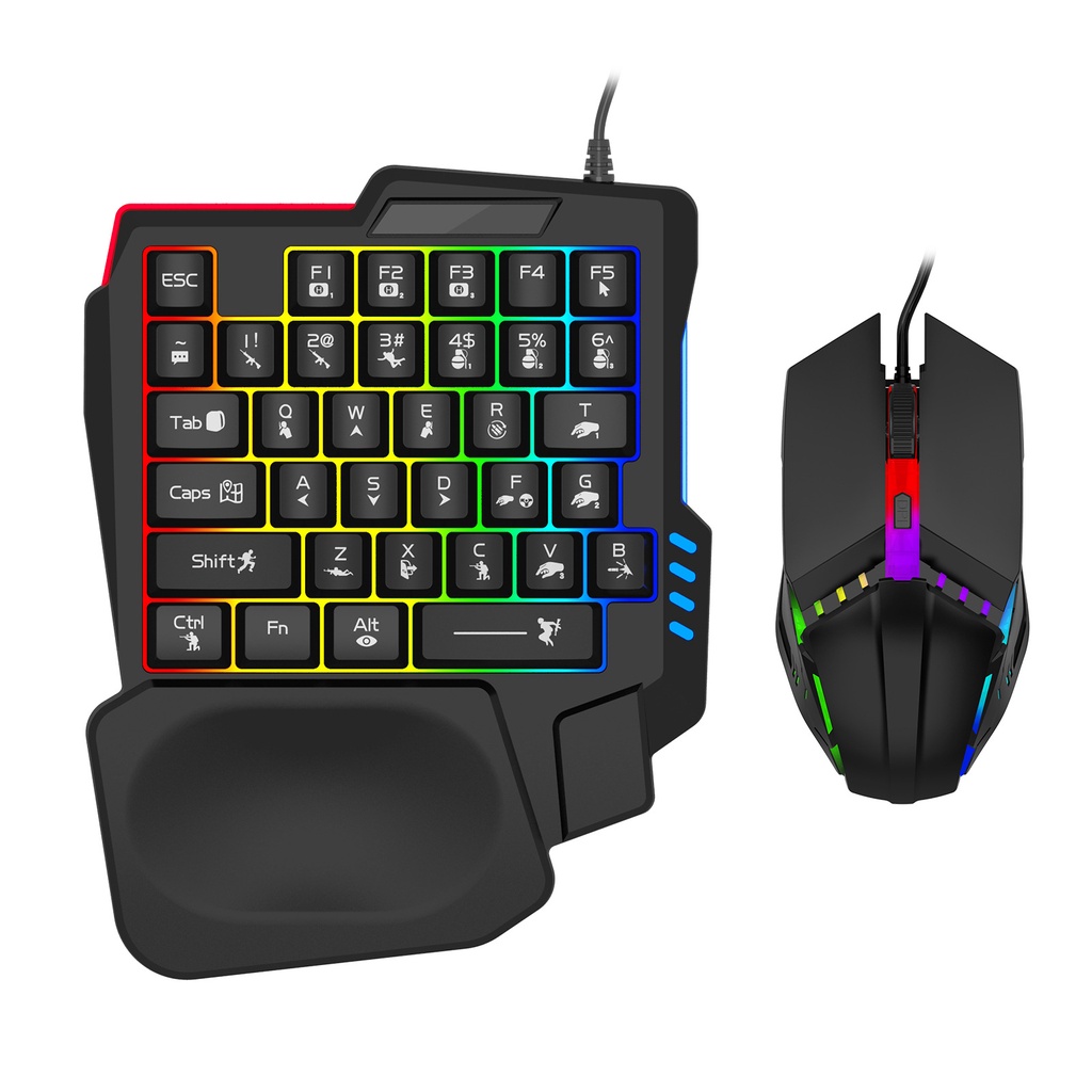 One-Handed 35 Keys Gaming Keyboard RGB Backlit Portable Ergonomic Mini ...