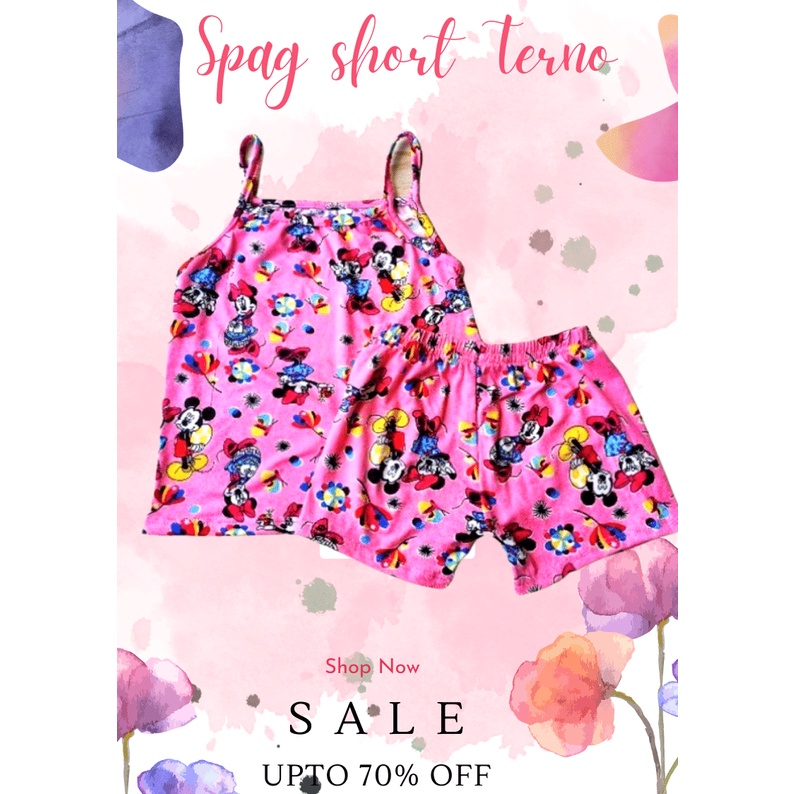 1PAIR Blossom Print Terno Spag Sando Shorts Infant Kids Baby Girl ...