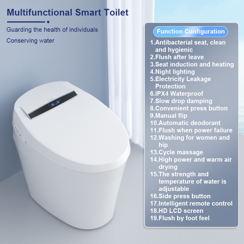 Pelise Bathroom Flush Toilet Ceramic Smart Toilet Automatic Technology ...