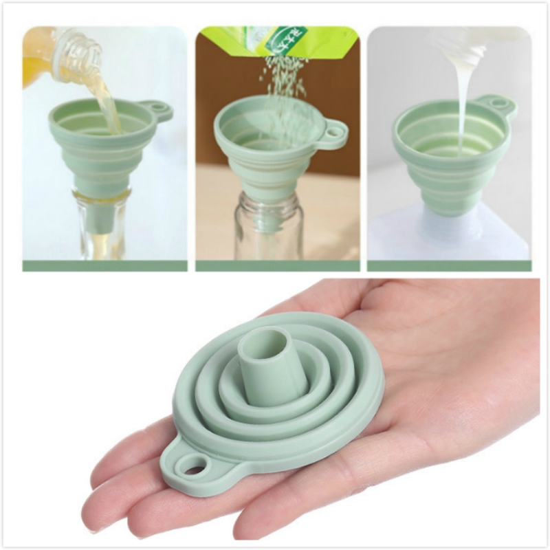 Kitchen Home Mini Silicone Folding Funnel Telescopic Soft Hanging ...