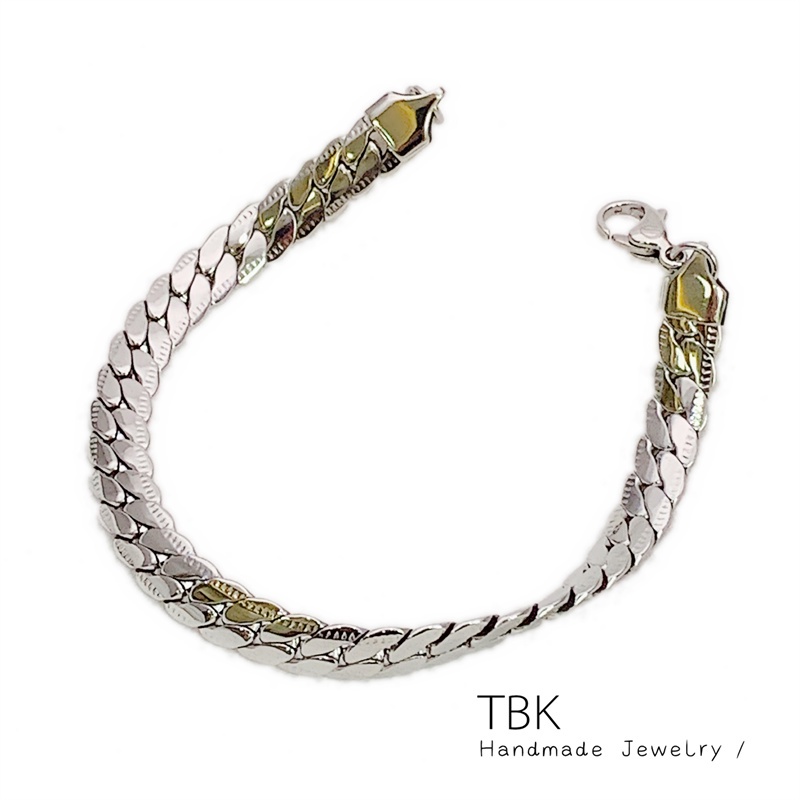 TBK stainless steel 925 Silver Bracelet for men unisex 2075b | Shopee ...