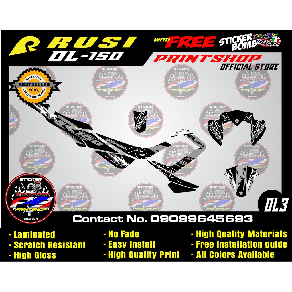 RUSI DL-150 New Sticker Decals (you can request any design and color ...
