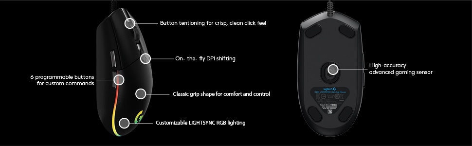 Logitech Gaming Mouse G102 LIGHTSYNC Wired 8,000 DPI Customizable RGB ...