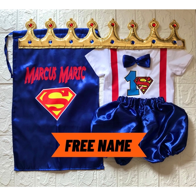 Royal Blue Superman Theme Birthday Boy Outfit (1-3yrs old) | Shopee ...