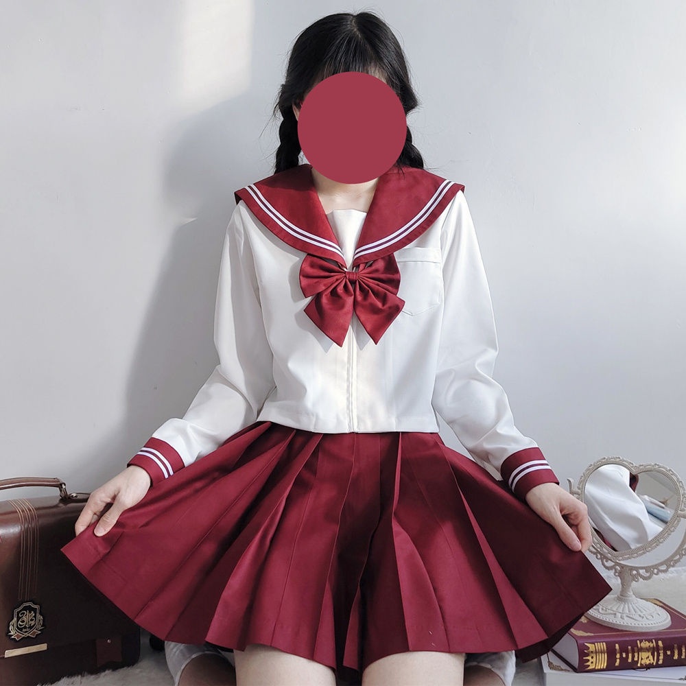 jk Uniform Suit Japanese School Wine Red Sailor Student Slimmer Look ...