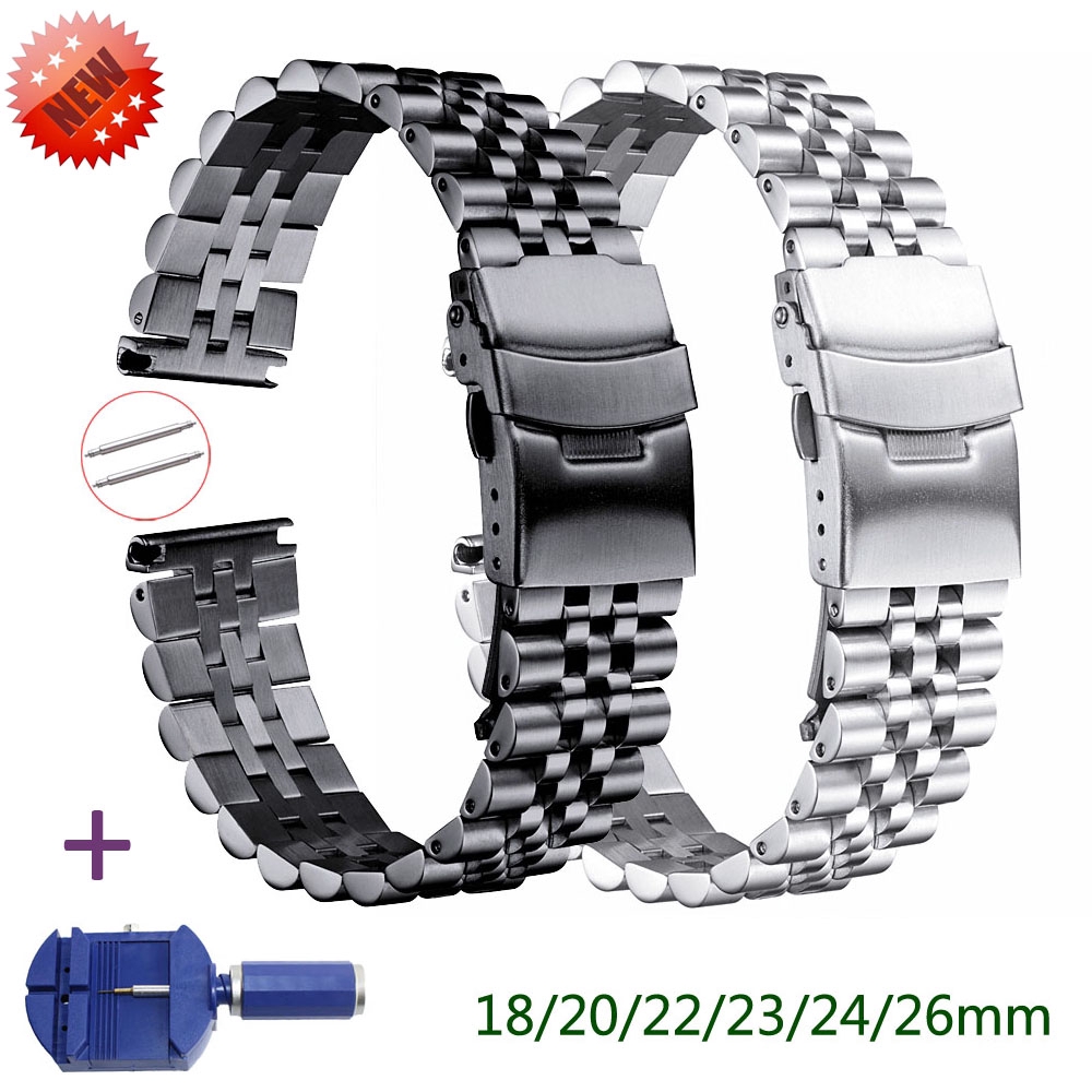 Silk Glossy Stainless Steel Watchband 18mm 19mm 20mm 21mm 22mm 23mm ...