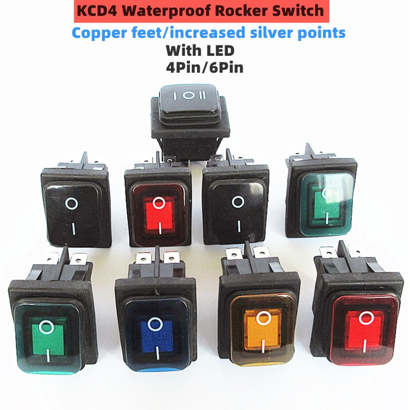 KCD4 ON/OFF 16A/250V 4Pin/6Pin DPST IP67 Sealed Waterproof T85 Auto ...