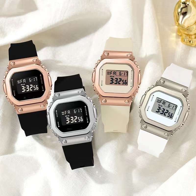 Fashion Square Metal Digital Sport Watch w/ Multifunction Relo Unisex ...
