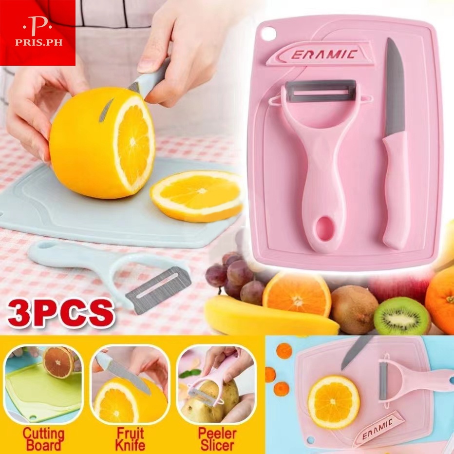 3n1 ceramic knife with peeler set kitchen utility tools | Shopee Philippines