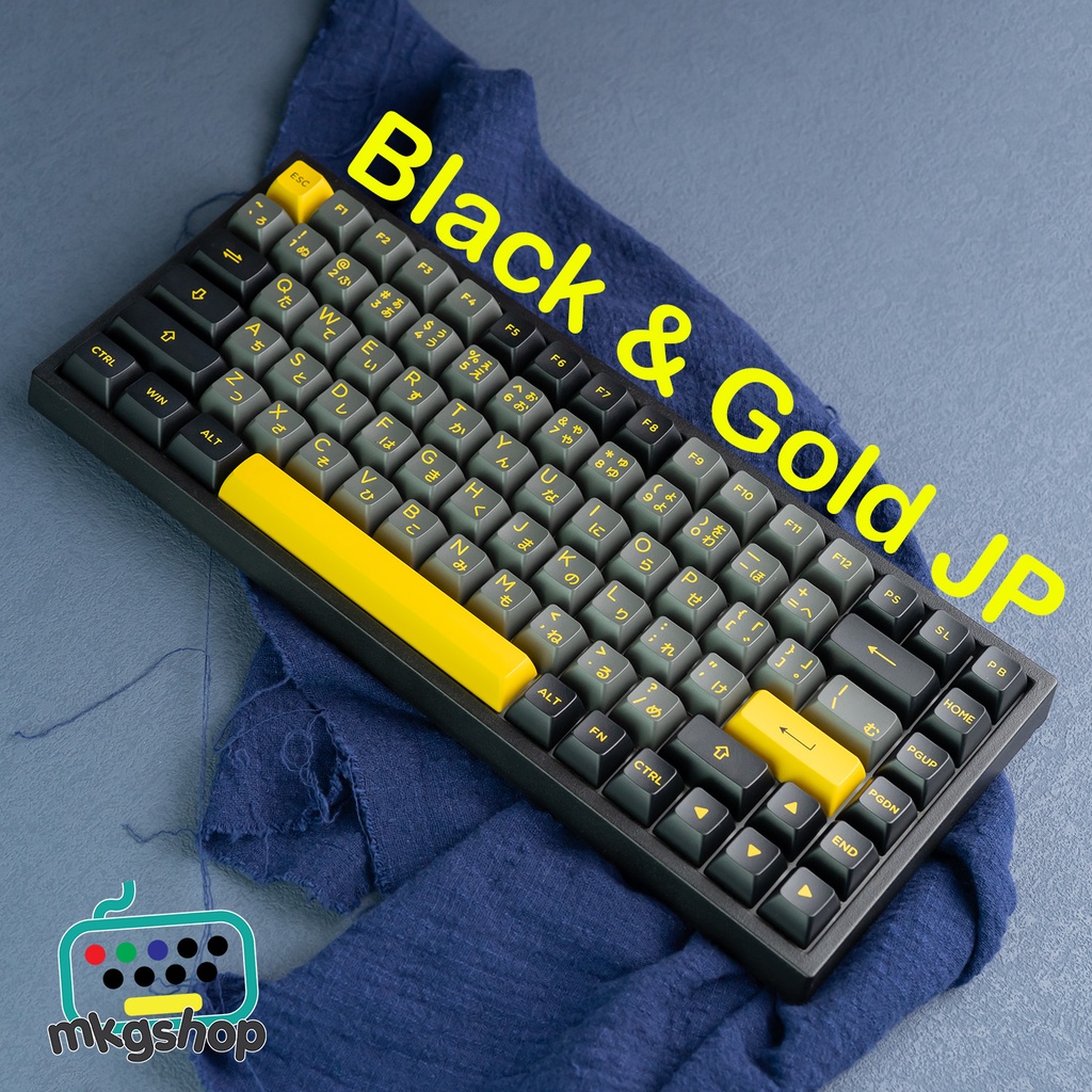 Keycap Akko Black Gold Japan | PBT doubleshot |158 mechanical keyboard ...