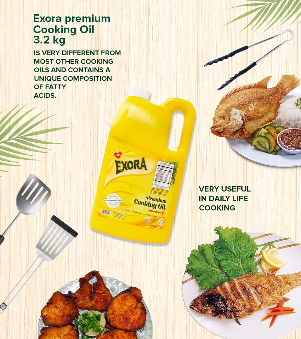 EXORA Premium Pure Coconut Cooking Oil 3.5 Liters (3.2kg) Gallon x 6pcs ...