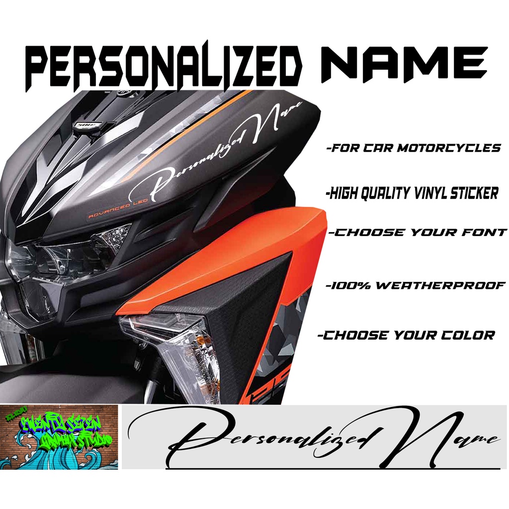 CUSTOMIZED PERSONALIZED STICKER DECAL NAME / LABEL for MOTORCYCLE ...