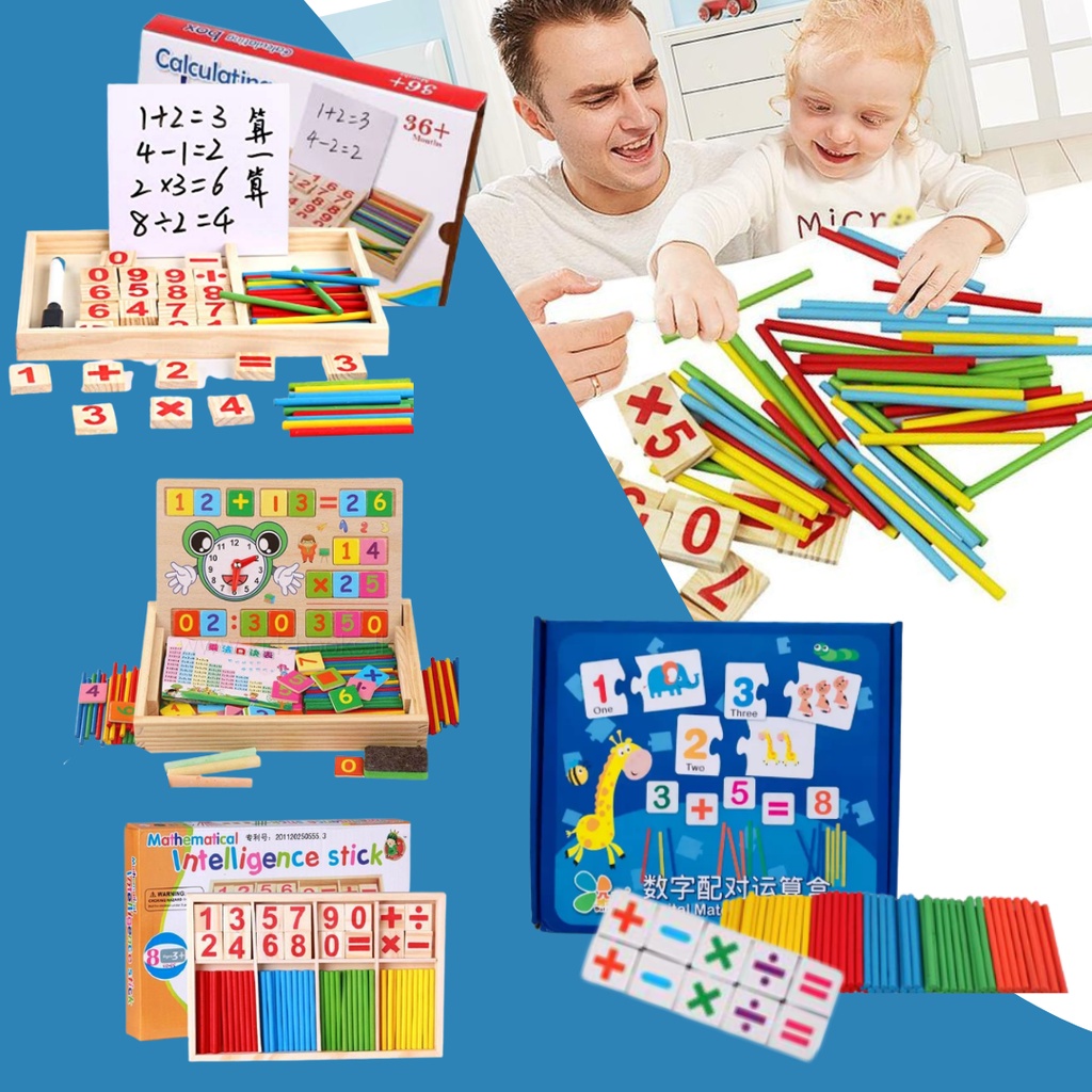 BABA Baby Toddler Kids Children Counting Sticks Math Number Wooden ...