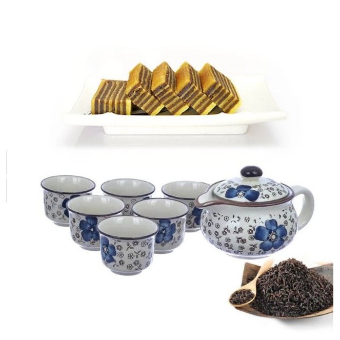 Cherry blossom tea set made in Japan (Navy Blue) | Shopee Philippines