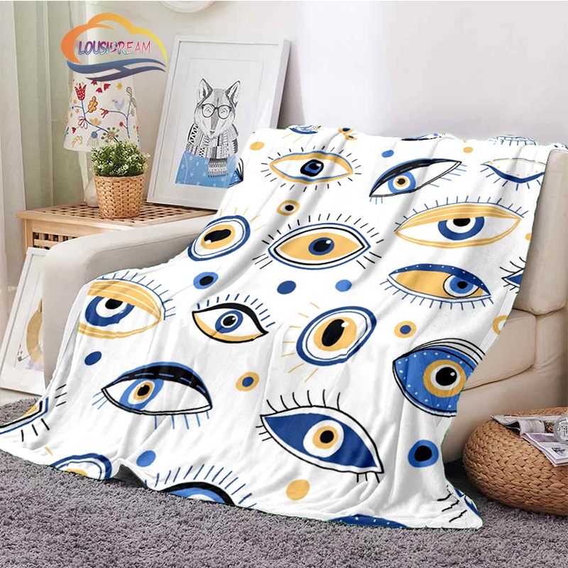 Evil Eye Blanket Turkish Nazar Boncuğu Art Flannel Blanket Blue Eyes ...
