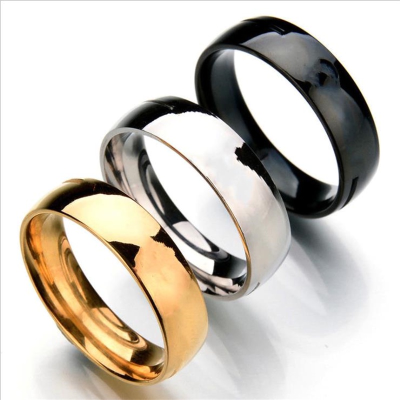 Simple and Stylish Smooth Stainless Steel Ring, Classic Gold and Silver ...