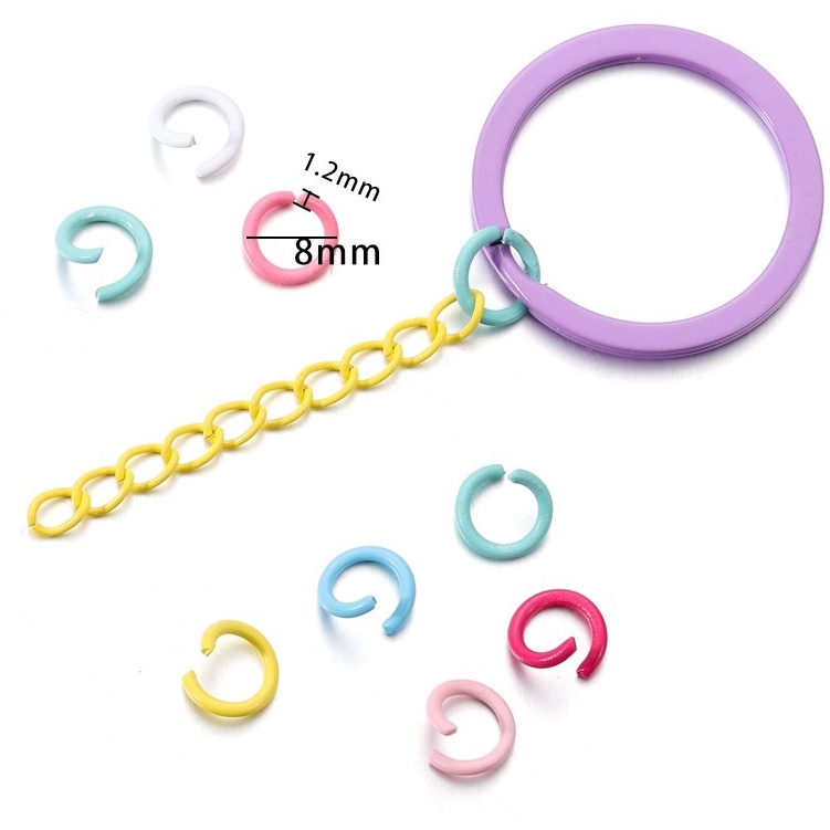 St.Kunkka 50pcs Candy Colored Metal Split Rings Paint colored ...