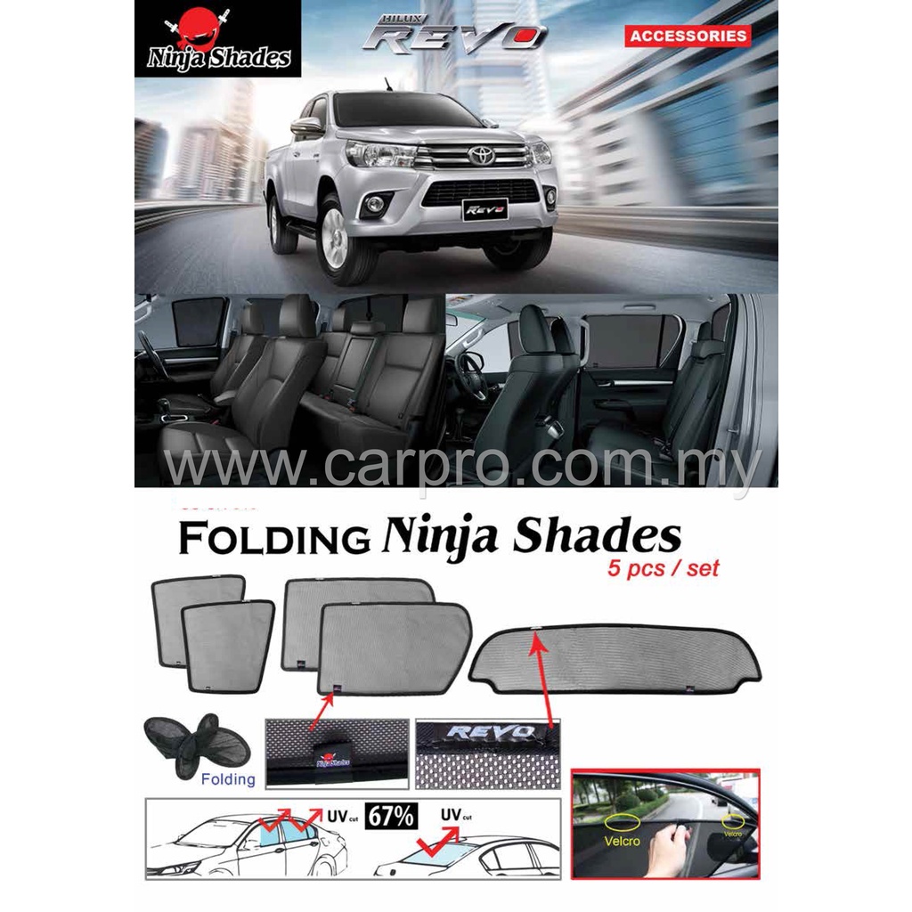 Toyota Hilux Revo Magnetic Ninja Shades Sunshade (5pcs) Ninja Sun Shade ...