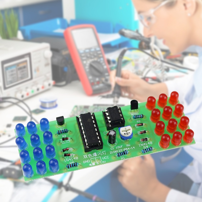 PCF* NE555 + CD4017 Red Blue Double Color Flashing Lights Board Kit ...