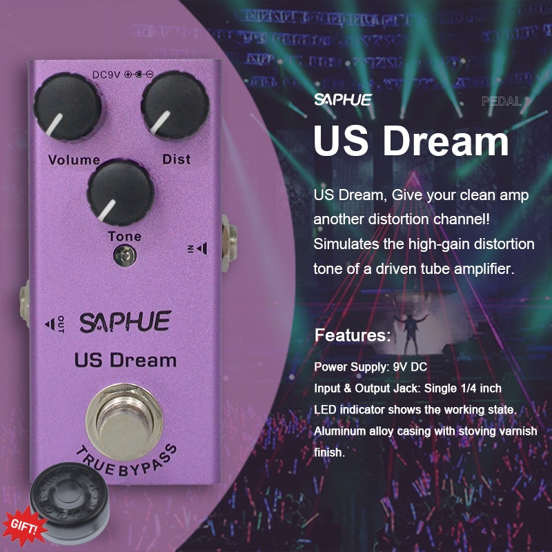 SAPHUE Electric Guitar Pedal Vintage Overdrive/Ultimate Drive/Crunch ...