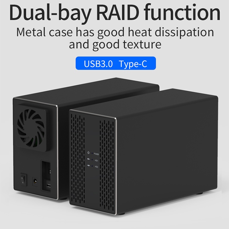 Dual Hard Drive Disk Array Cabinet 3.5'' HDD Enclosure with RAID ...