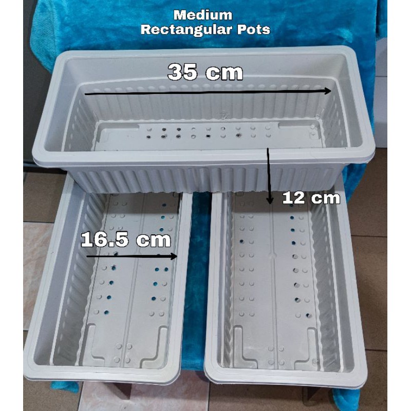3 pcs. Set Medium Rectangular Pots White | Shopee Philippines