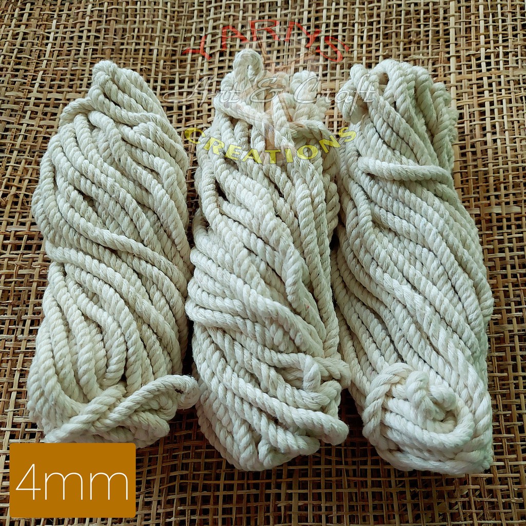 Yarns Art: COTTON TWISTED ROPE (PRE CUT) - 3MM/4MM | Shopee Philippines