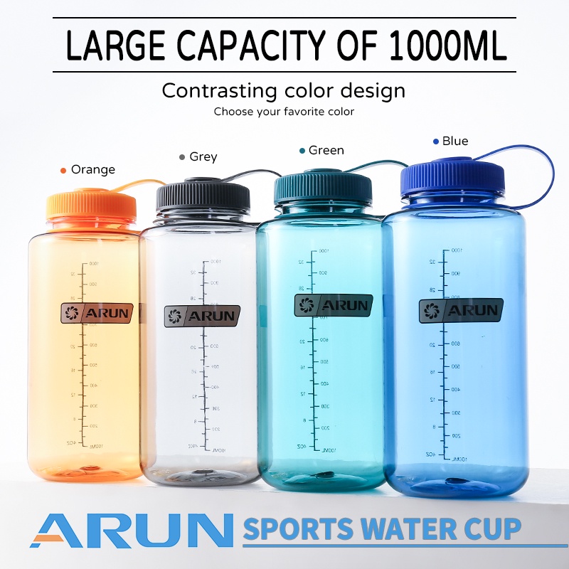 Arun Wide Mouth Water Bottle 1000ML Sports Bottle 32oz Capacity Bpa ...