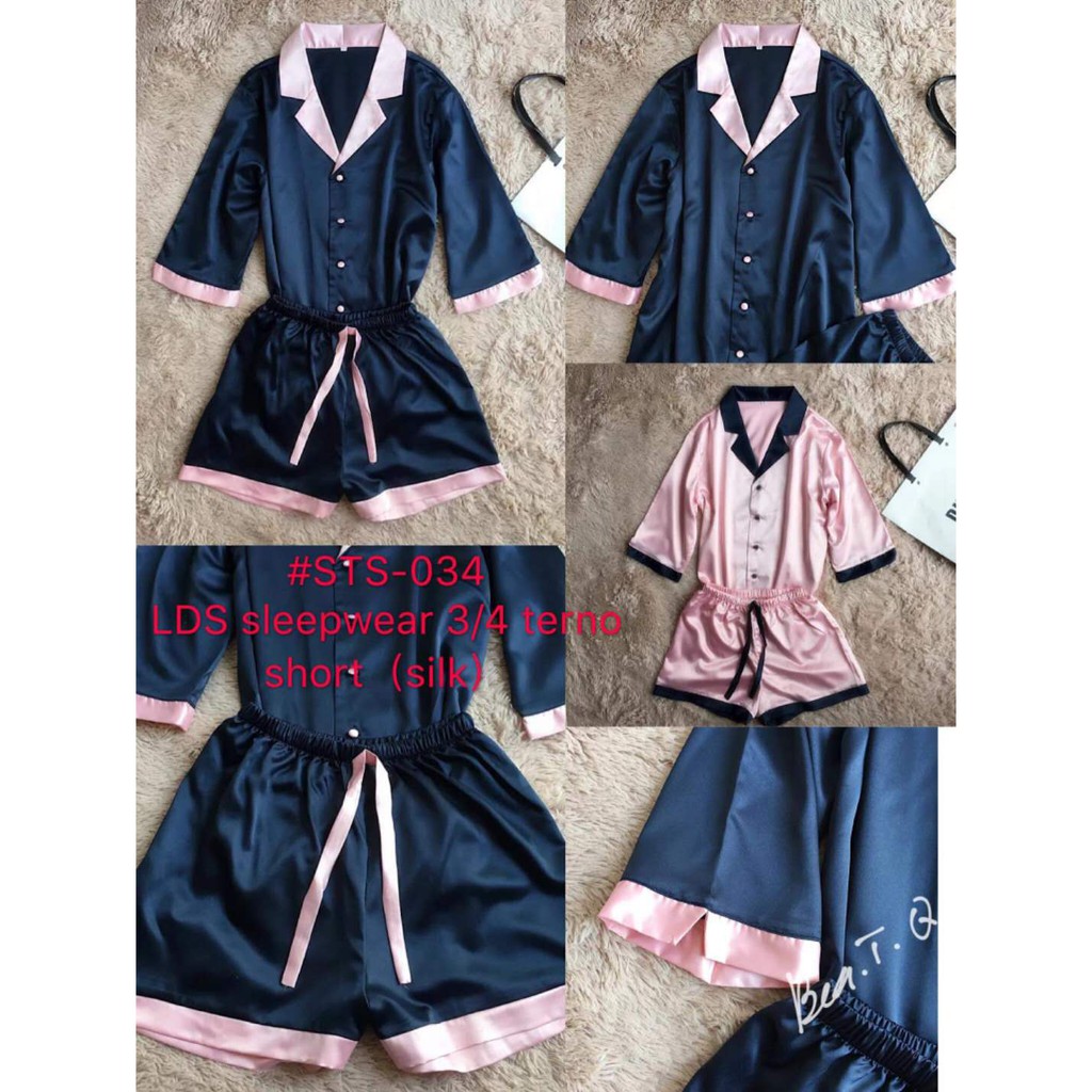 Ladies sleepwear 3/4 Terno short(silk) | Shopee Philippines