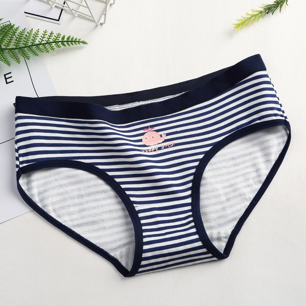 Momo Women Striped Panties Pure Cotton Cute Panty Underwear Cartoon