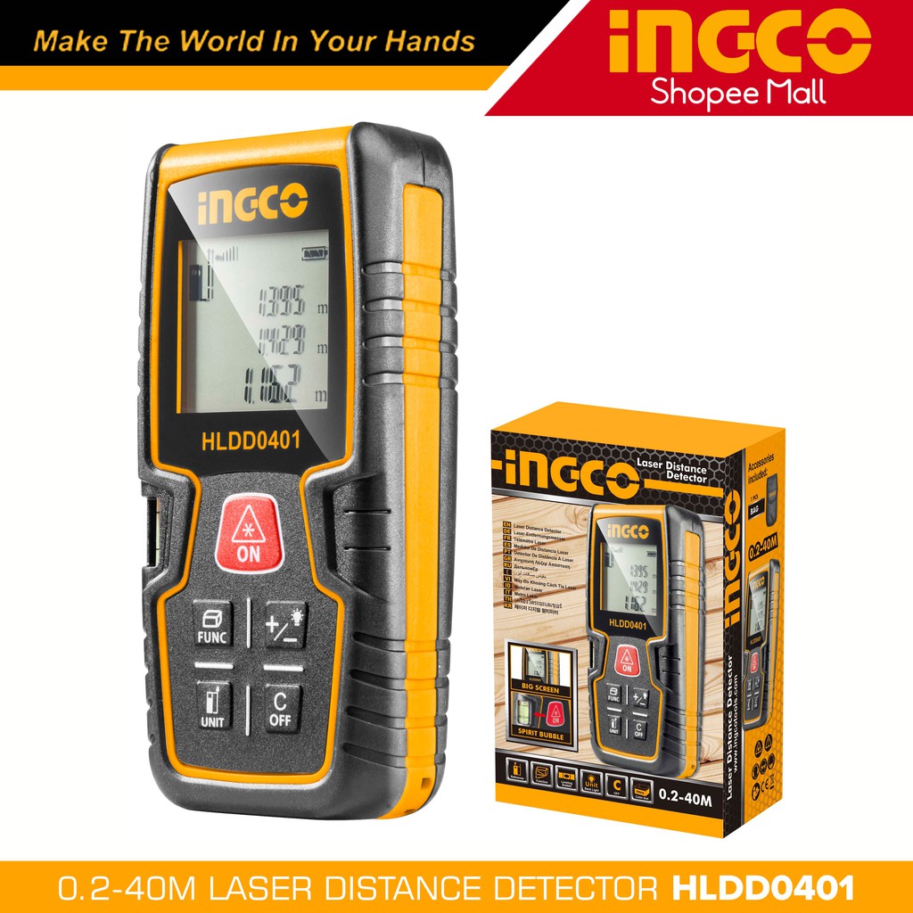 [PHASE OUT] Ingco HLDD0401 Laser Distance Meter Detector 0.2-40m Ipt ...